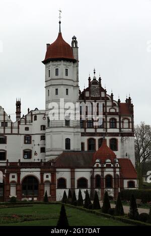 basedow castle in mecklenburg western pomerania with a dramatic sky ...