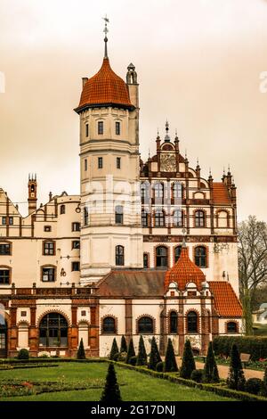 basedow castle in mecklenburg western pomerania with a dramatic sky ...