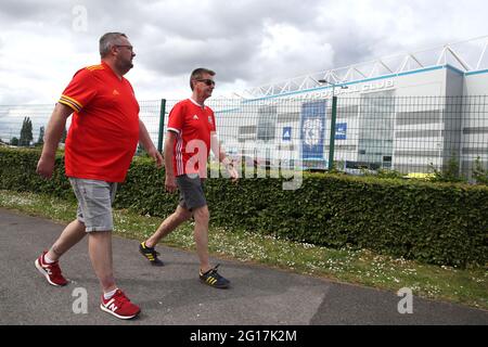 Wales fans arrive for the international friendly match at Cardiff City ...