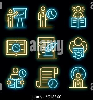 Historian icons set. Outline set of historian vector icons neon color ...