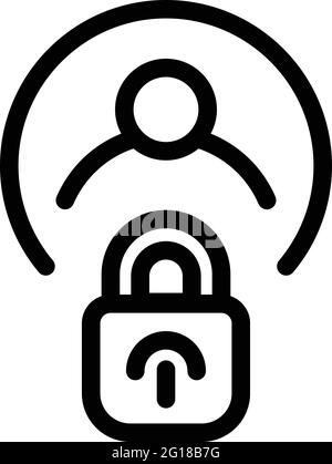 Blacklist locked avatar icon. Outline Blacklist locked avatar vector ...
