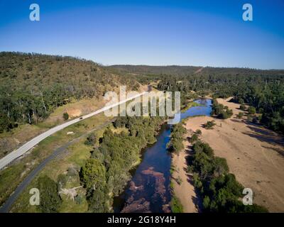 Aerial of the Burnett River just north of Mundubbera North Burnett ...