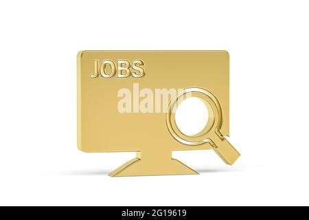Golden 3d jobs icon isolated on white background - 3d render Stock ...