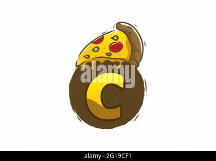 Yellow brown pizza slice with O initial letter design Stock Vector ...