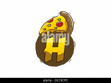 Yellow brown pizza slice with N initial letter design Stock Vector ...