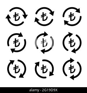 Set of cost symbol turkish lira increase and decrease icon. Money ...