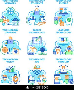 Technology Upgrade Set Icons Vector Black Illustration Stock Vector ...
