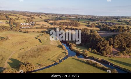 Aerial view of River Gwili, Carmarthenshire, Wales, UK Stock Photo - Alamy