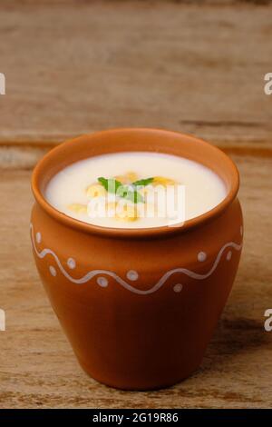 Indian style summer drink masala chach or raita made from buttermilk ...