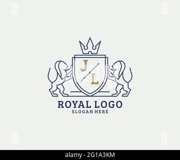 JL Letter Lion Royal Luxury Logo template in vector art for Restaurant ...