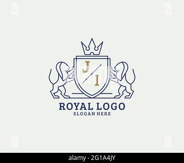 JI Letter Lion Royal Luxury Logo template in vector art for Restaurant ...