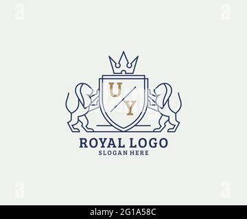 UY Letter Lion Royal Luxury Heraldic,Crest Logo template in vector art ...