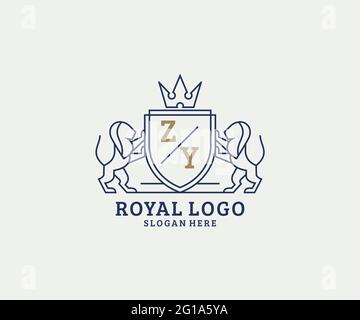ZY Letter Lion Royal Luxury Heraldic,Crest Logo template in vector art ...