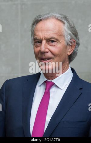 Tony Blair leaves Broadcasting House, London after his appearance on ...