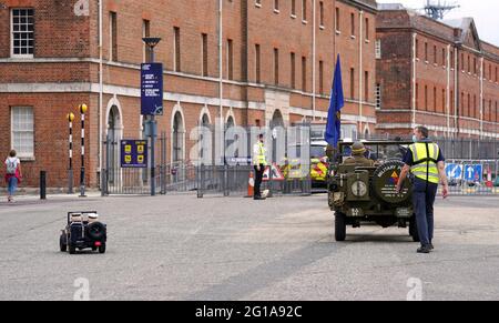 A remote control jeep on show as D-Day veterans are welcomed to the ...