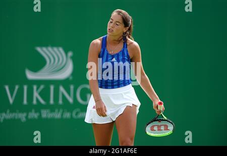 Jodie Burrage reacts during her match against Amanda Anisimova on day ...