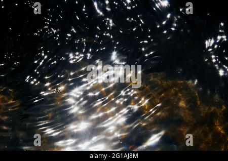 Underwater light reflections in an outdoor swimming pool Stock Photo ...