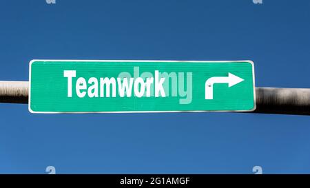 Street Sign the Direction Way to Teamwork Stock Photo - Alamy