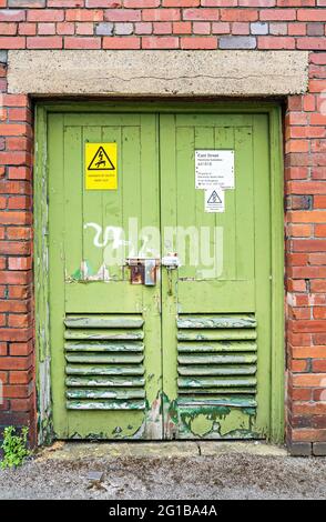 Electricity Substation doors with Danger of Death notice and old locks ...