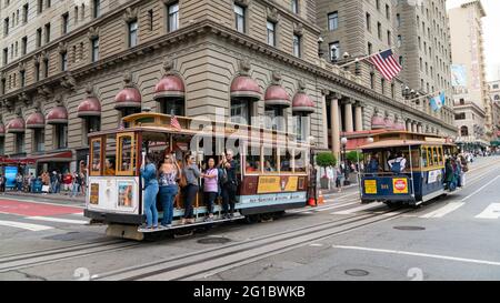 Powell Street transit station sign with surrounding downtown ...