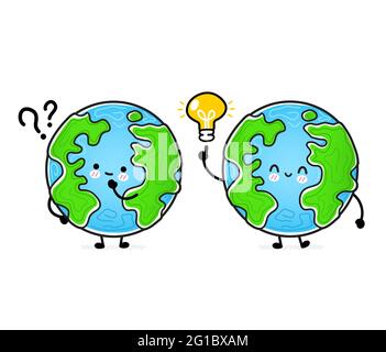 confused earth character with question mark cartoon mascot globe ...