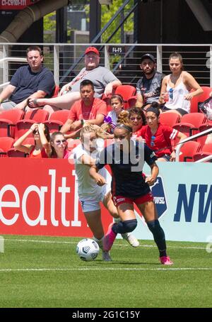 Washington Spirit's forward Trinity Rodman stands during the second ...