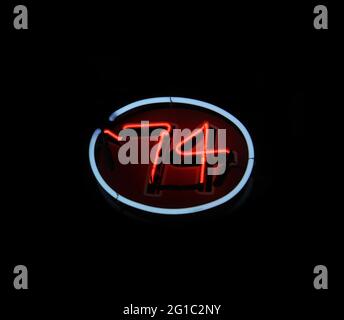 Neon Sign Since 74 Restaurant Sign Stock Photo - Alamy