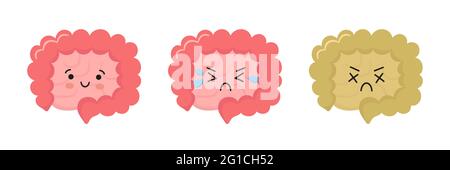 Vector illustration of a sick and sad intestine in cartoon style Stock ...