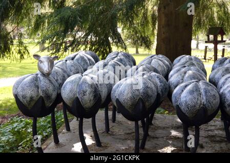 Metal Lambs Head & Cotton Pods on the Cotton Tree Sculpture at The ...