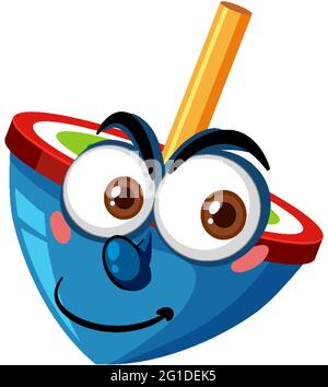 Spinning top cartoon character with facial expression illustration ...