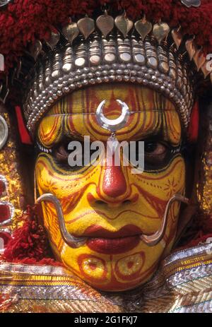 Theyyam dancer, temple ritual dance, Kerala, India, Asia Stock Photo ...