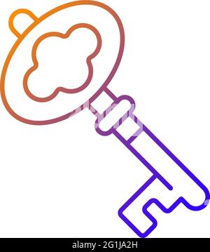 Key symbol icon - orange gradient outline, isolated - vector ...