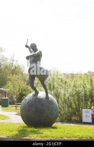 The Drummer statue by Tim Shaw in Truro town centre in Cornwall UK ...
