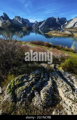 The 'new' village of Riaño, León in northern Spain. Riaño was rebuilt ...