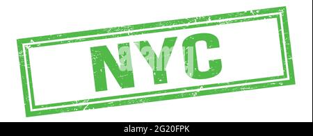 NYC text on green grungy vintage rectangle stamp Stock Photo - Alamy