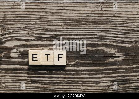 ETF, Exchange Traded Fund, on wooden blocks. Financial concept Stock ...