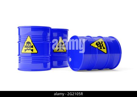 Danger warning with skull symbol barrels in row concept. Dangerous ...