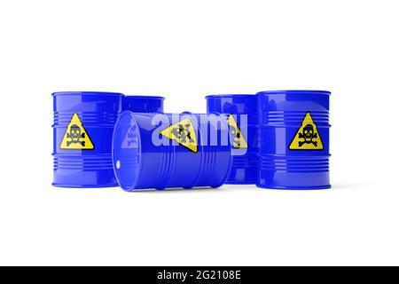 Danger warning with skull symbol barrels in row concept. Dangerous ...