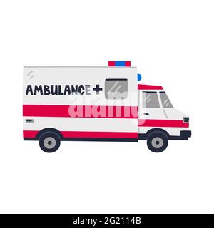 Ambulance side view. Cartoon paramedic transport icon Stock Vector ...
