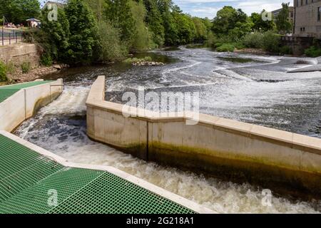 A Fish Pass at the side of the River Aire in Saltaire, Yorkshire ...