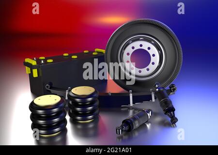 Many new auto parts for commercial transport truck. Spare parts for ...