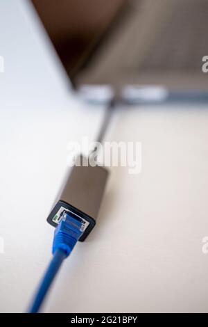 ethernet - type c adapter for laptop on white background Stock Photo ...