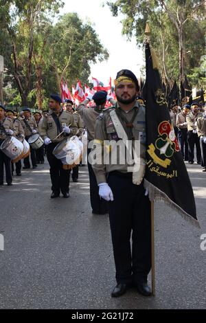 Hezbollah's al-Mahdi scouts march during the funeral procession of the ...