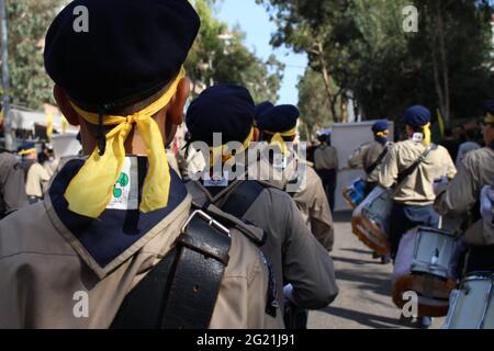 Hezbollah's al-Mahdi scouts march during the funeral procession of the ...