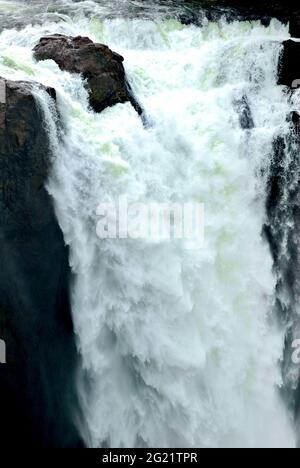 Water crashes down Snoqualmie Falls in Snoqualmie, Washington, USA, on ...