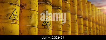 radioactive waste in barrels, nuclear waste repository Stock Photo - Alamy
