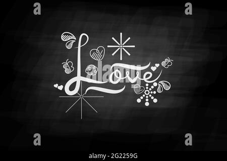 Hand drawn lettering of word LOVE, vector illustration Stock Vector ...