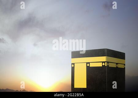 The holy Kaaba with sunset sky background Stock Photo - Alamy
