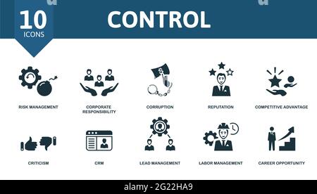 Risk Management icon set. Contains editable icons risk management theme ...