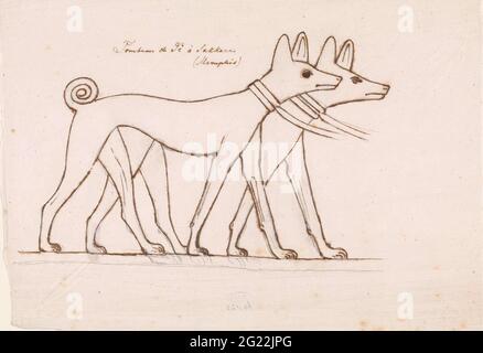 Egyptian relief sculpture: two dogs, Willem de Famars Testas, c. 1844 ...